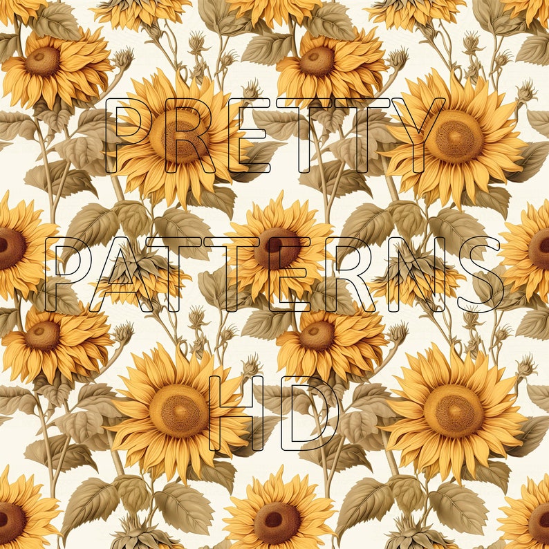 Illustrated Sunflowers #1 - 8 Printable Scrapbook Sheets - Continuous ...