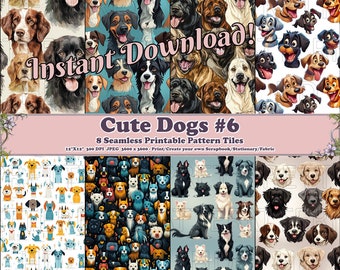 Cute Dogs 9 8 Printable Scrapbook Sheets Seamless Tileable Digital ...