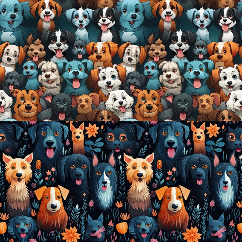 Cute Dogs #2 - 8 Printable Scrapbook Sheets - Seamless Tileable ...