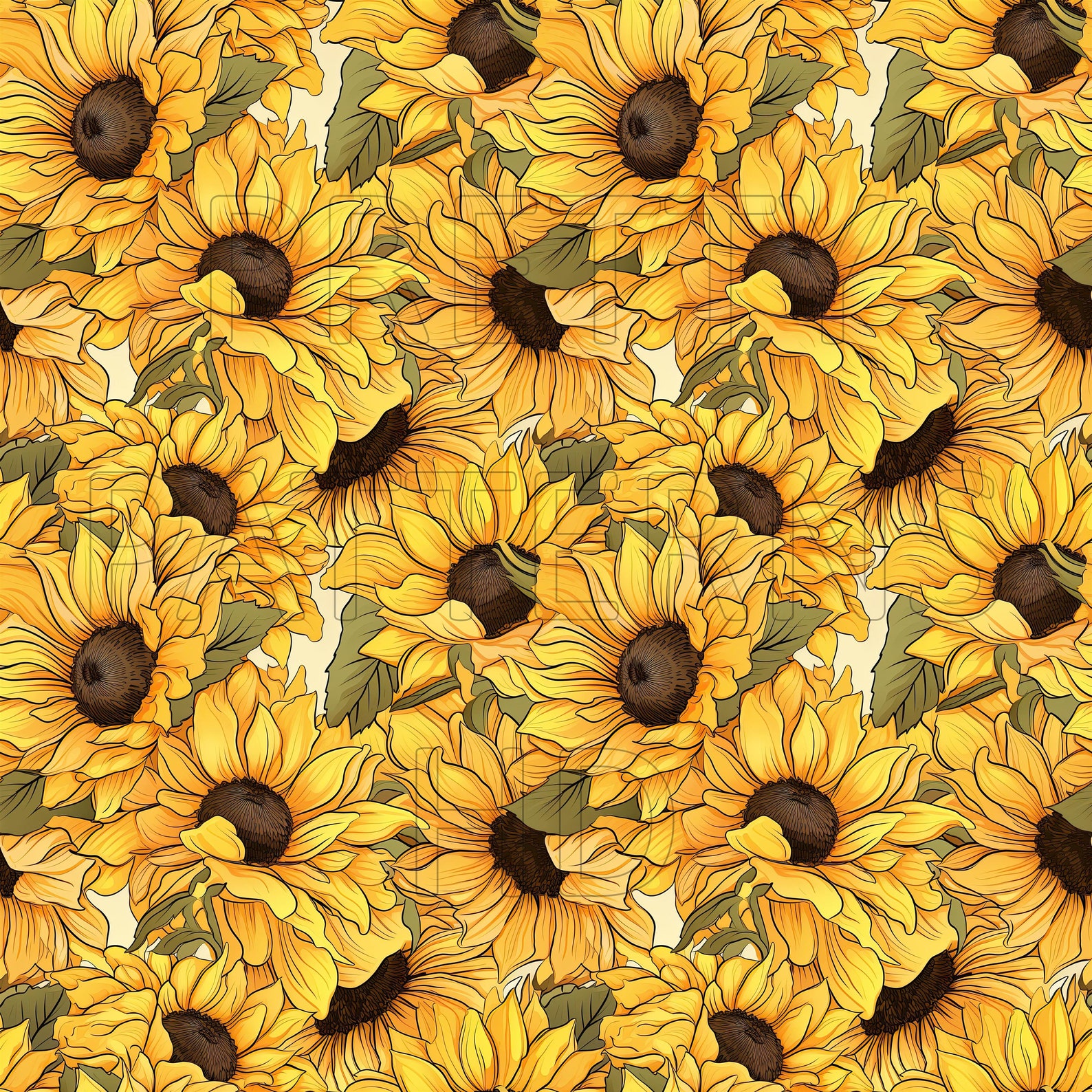 Lineart Watercolor Sunflower 1 8 Printable Scrapbook Sheets Seamless ...