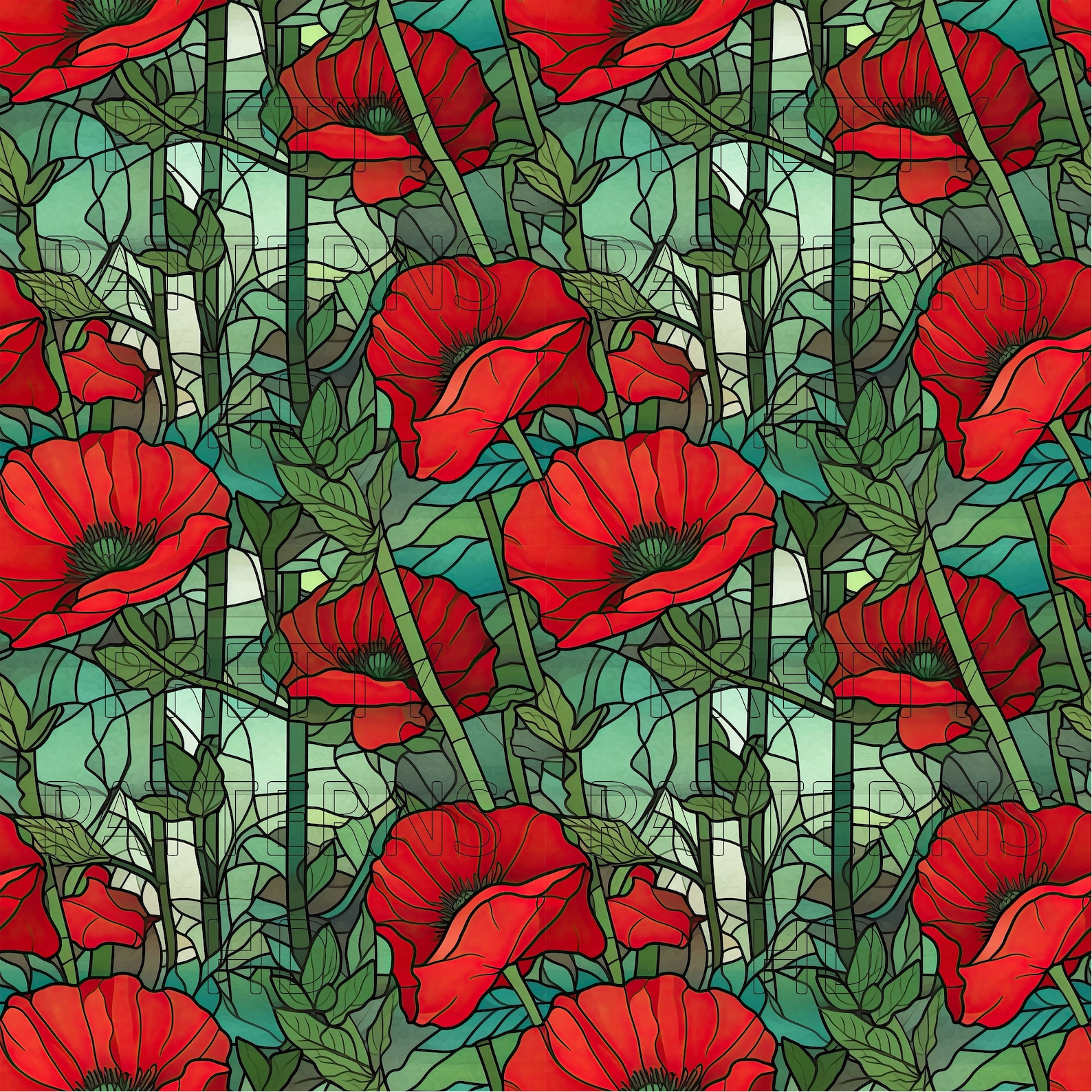 SG Poppy #1 - 4 Printable Scrapbook Sheets - Continuous Seamless ...