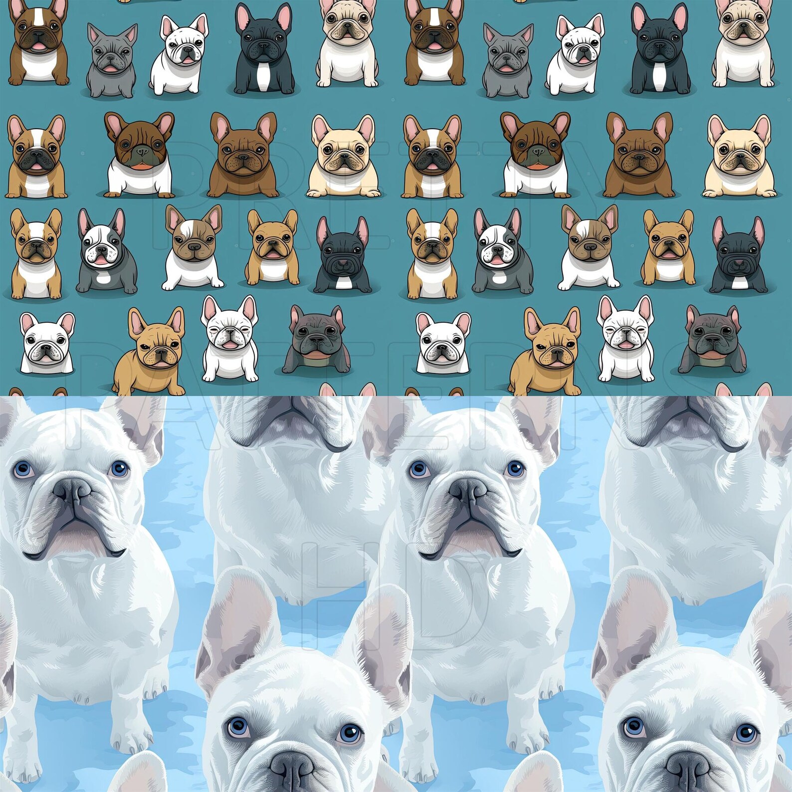 Dog Breeds French-bulldog #2 - 8 Printable Scrapbook Sheets - Seamless ...