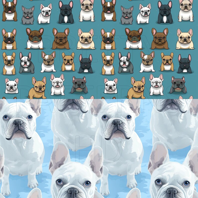 Dog Breeds French-bulldog #2 - 8 Printable Scrapbook Sheets - Seamless ...