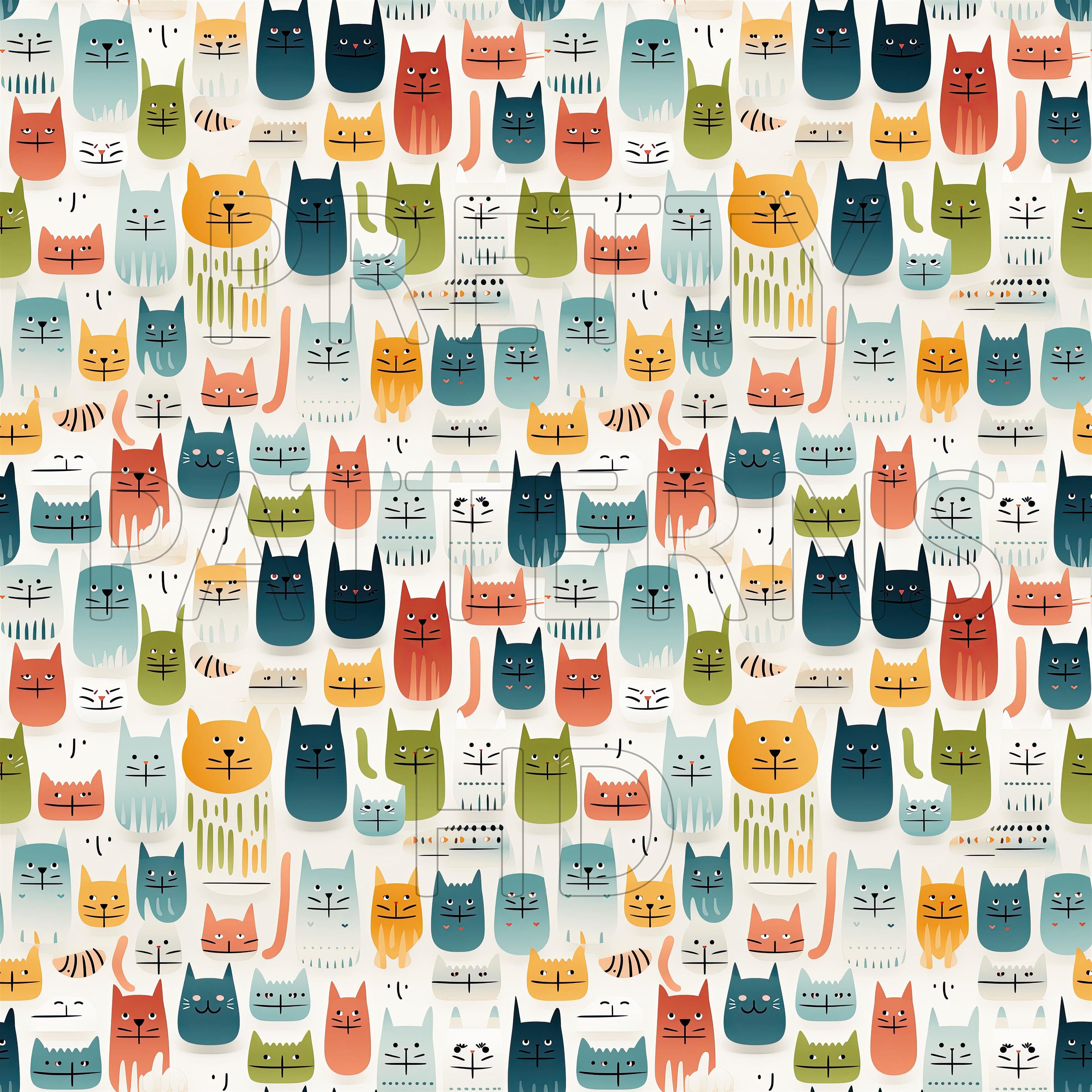 Cats #13 - 8 Printable Scrapbook Sheets - Seamless Tileable - Digital ...