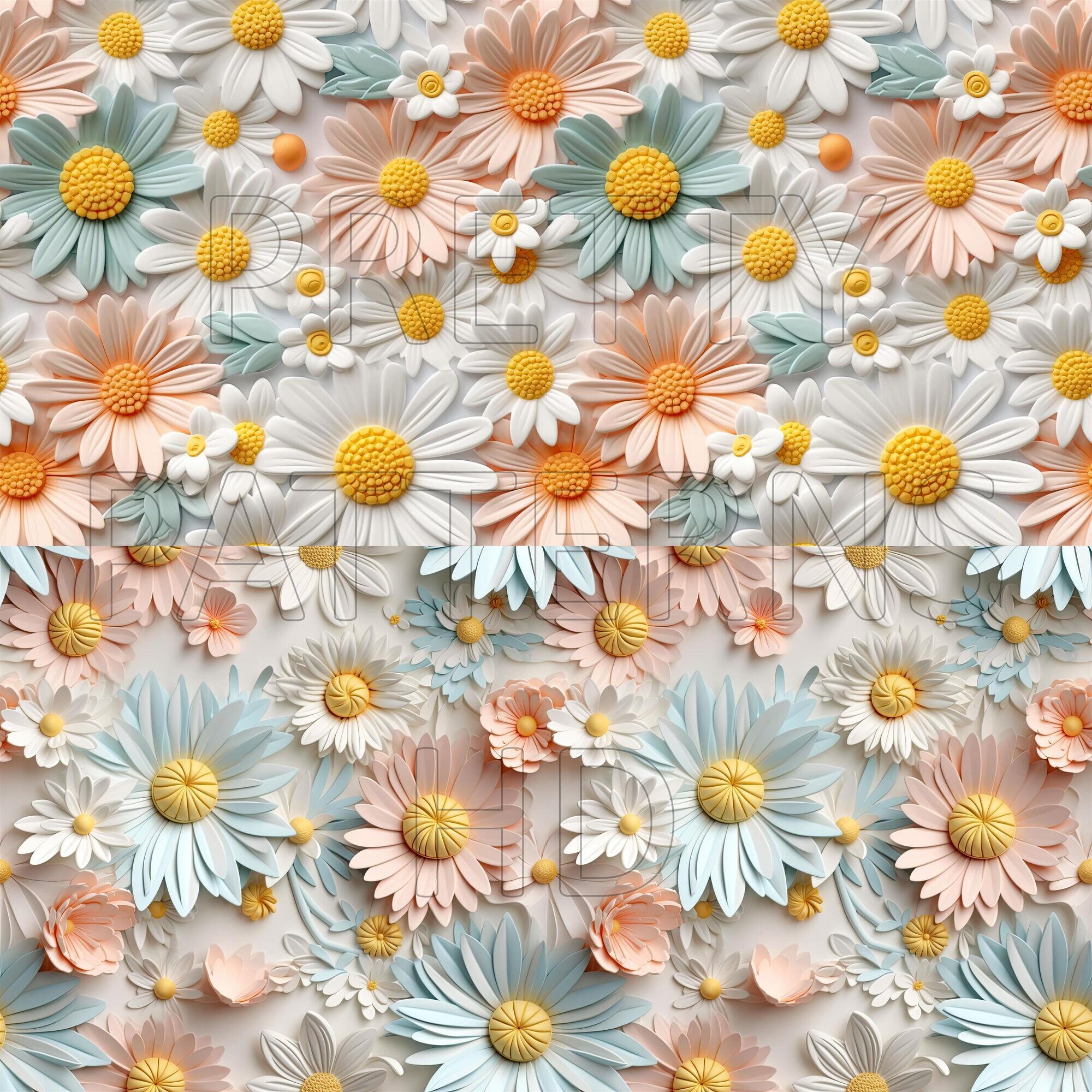 Sculpted Clay Daisy 1 Set of 8 Printable Scrapbook Sheets - Etsy