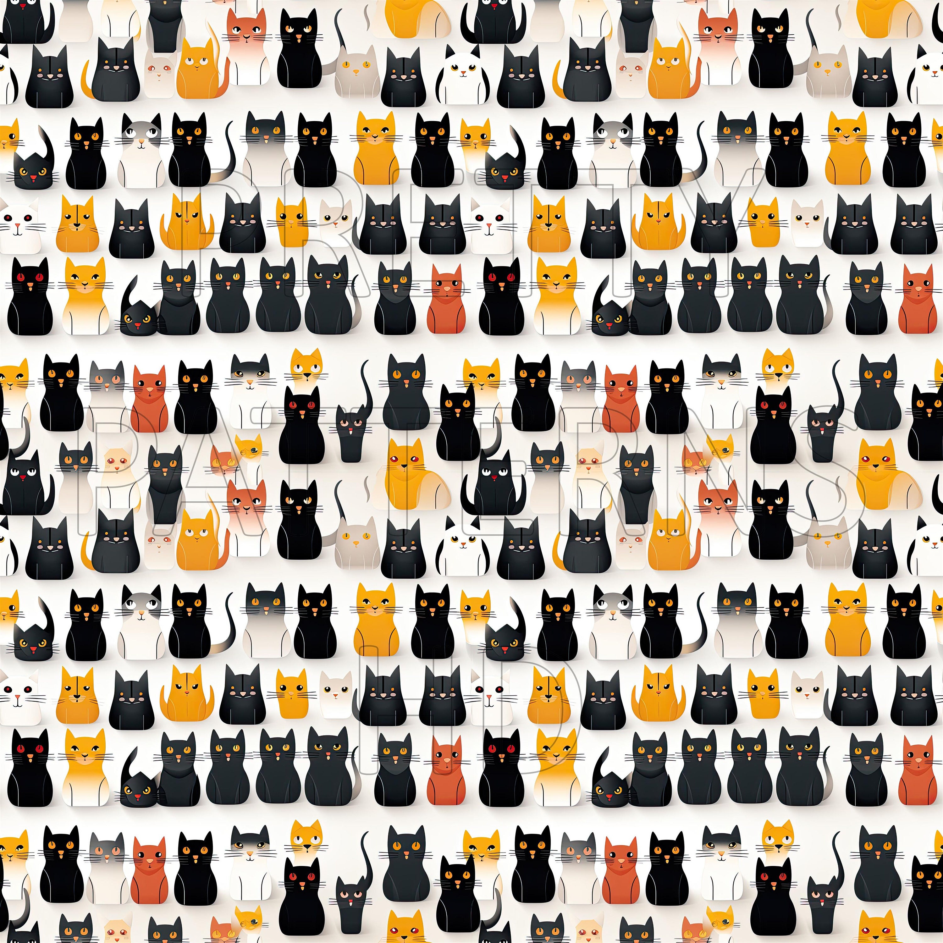 Cats #19 - 8 Printable Scrapbook Sheets - Seamless Tileable - Digital ...