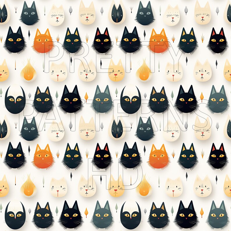 Cats #3 - 8 Printable Scrapbook Sheets - Seamless Tileable - Digital ...