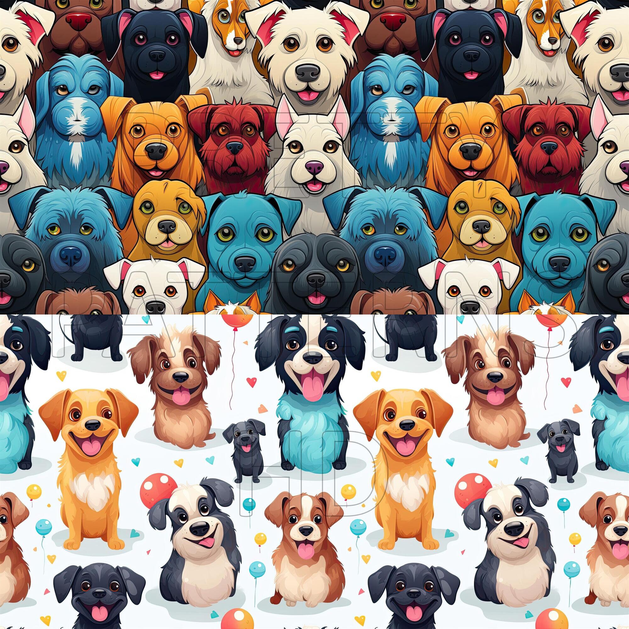 Cute Dogs #17 - 8 Printable Scrapbook Sheets - Seamless Tileable ...