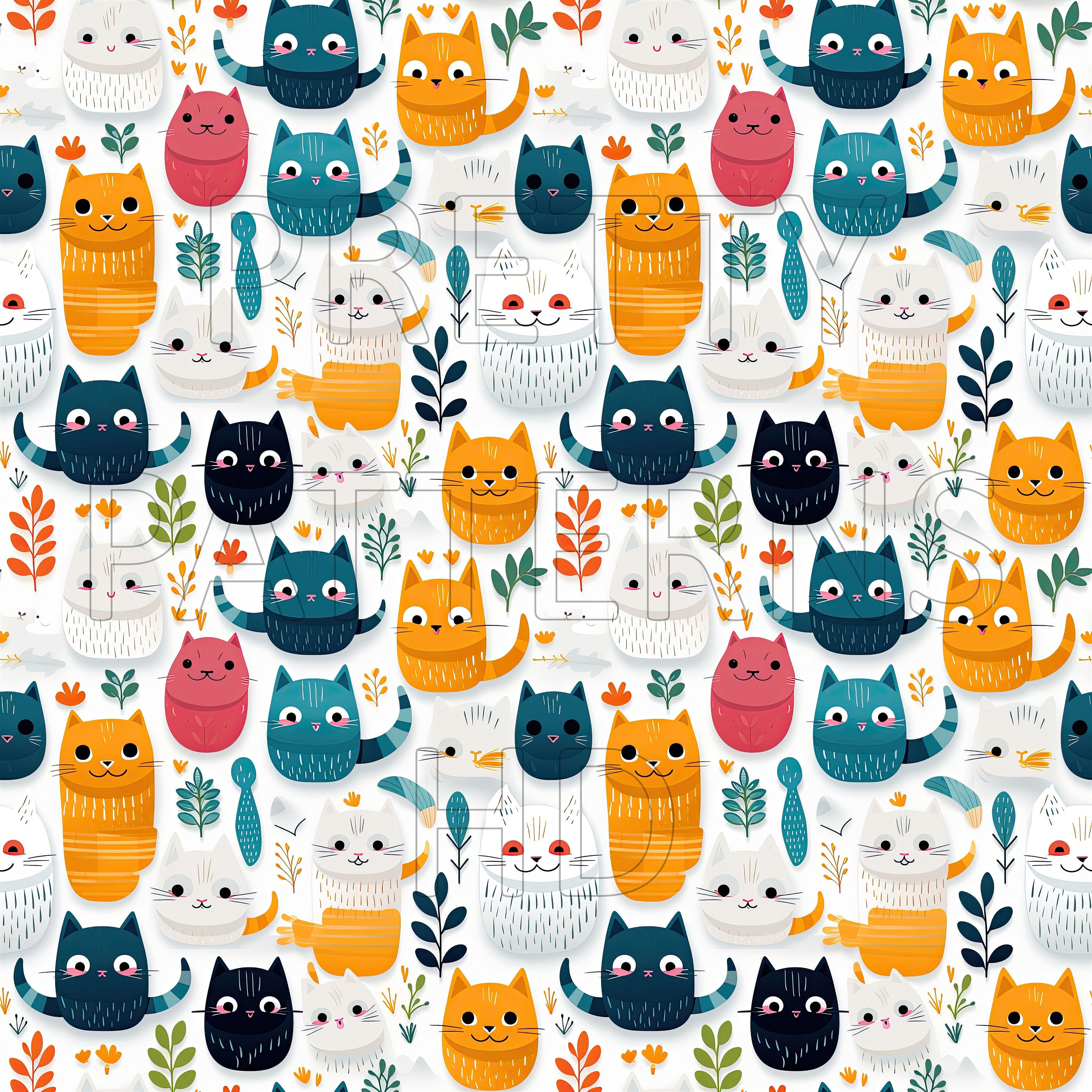 Cats #17 - 8 Printable Scrapbook Sheets - Seamless Tileable - Digital ...