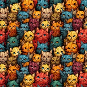 Cats #18 - 8 Printable Scrapbook Sheets - Seamless Tileable - Digital ...