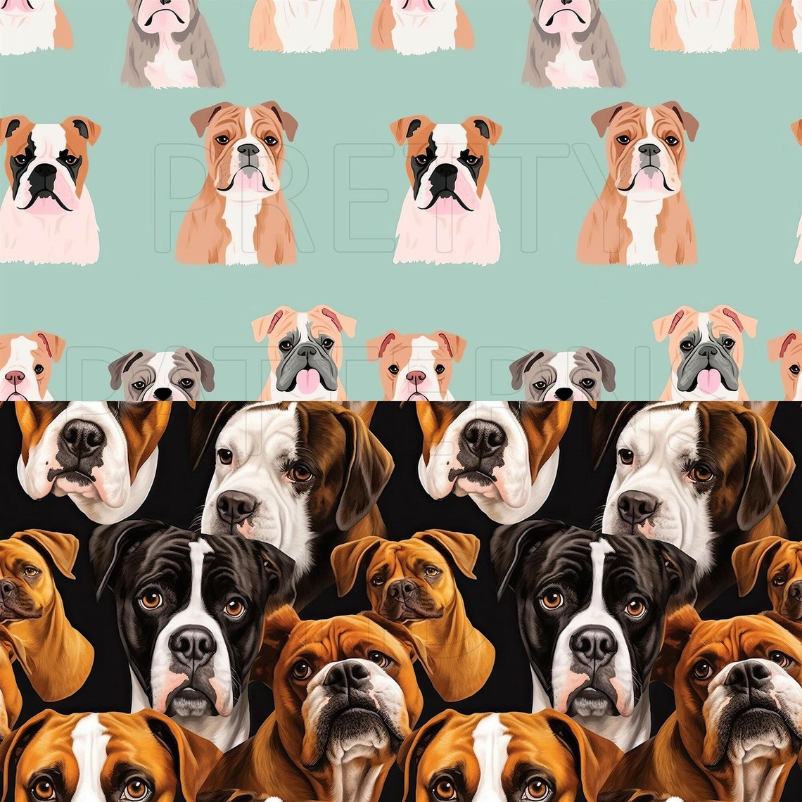 Dog Breeds Boxer 1 8 Printable Scrapbook Sheets Seamless Tileable ...