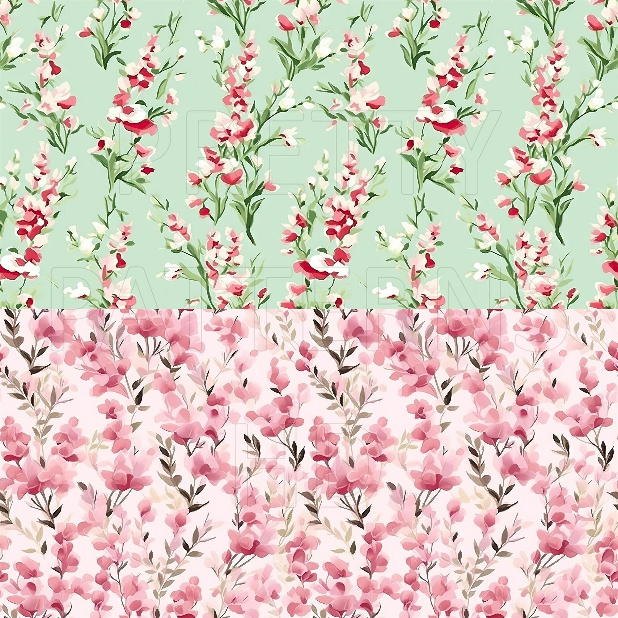 Pastel Flowers Snapdragons 2 8 Printable Scrapbook Sheets: Seamless ...
