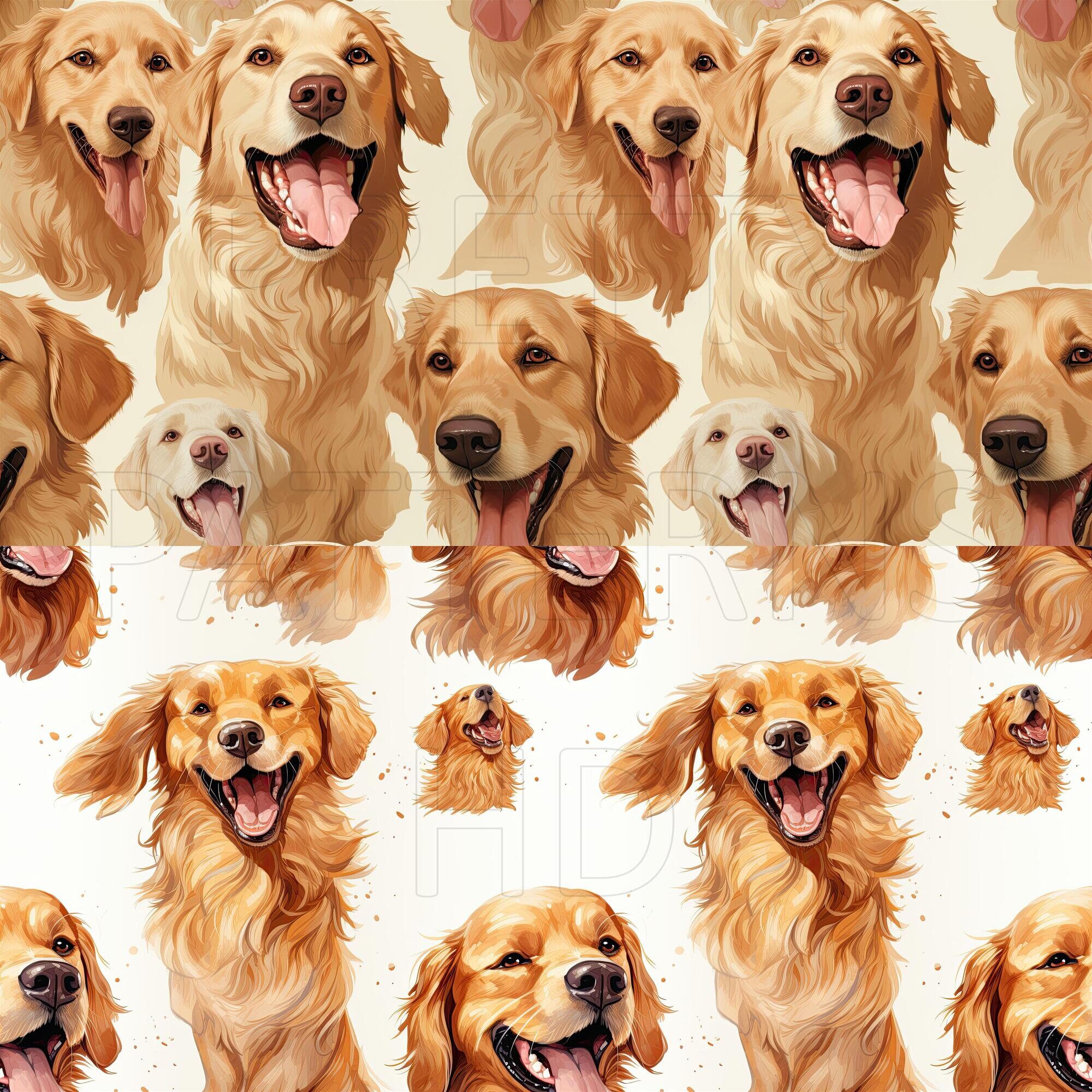 Dog Breeds Golden Retriever #1 -8 Printable Scrapbook Sheets-seamless ...