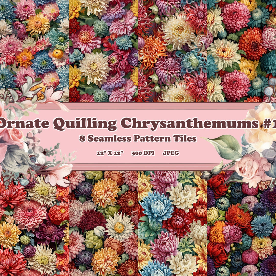 Ornate Quilling Chrysanthemum #1 - 8 Printable Scrapbook Sheets ...