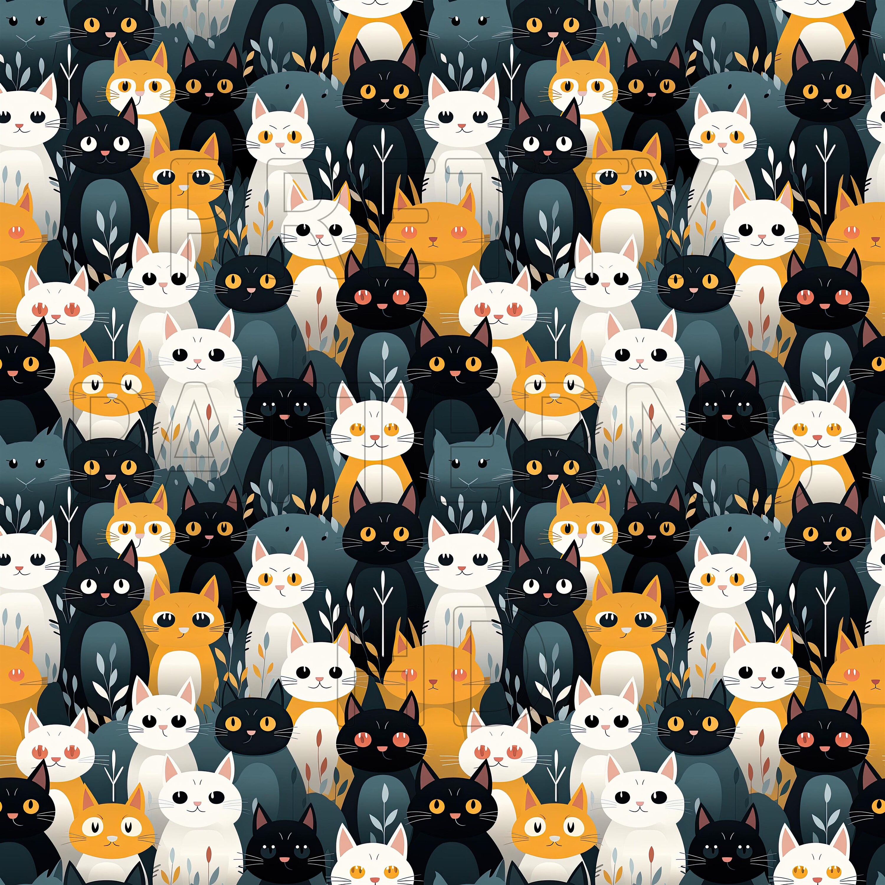 Cats #15 - 8 Printable Scrapbook Sheets - Seamless Tileable - Digital ...