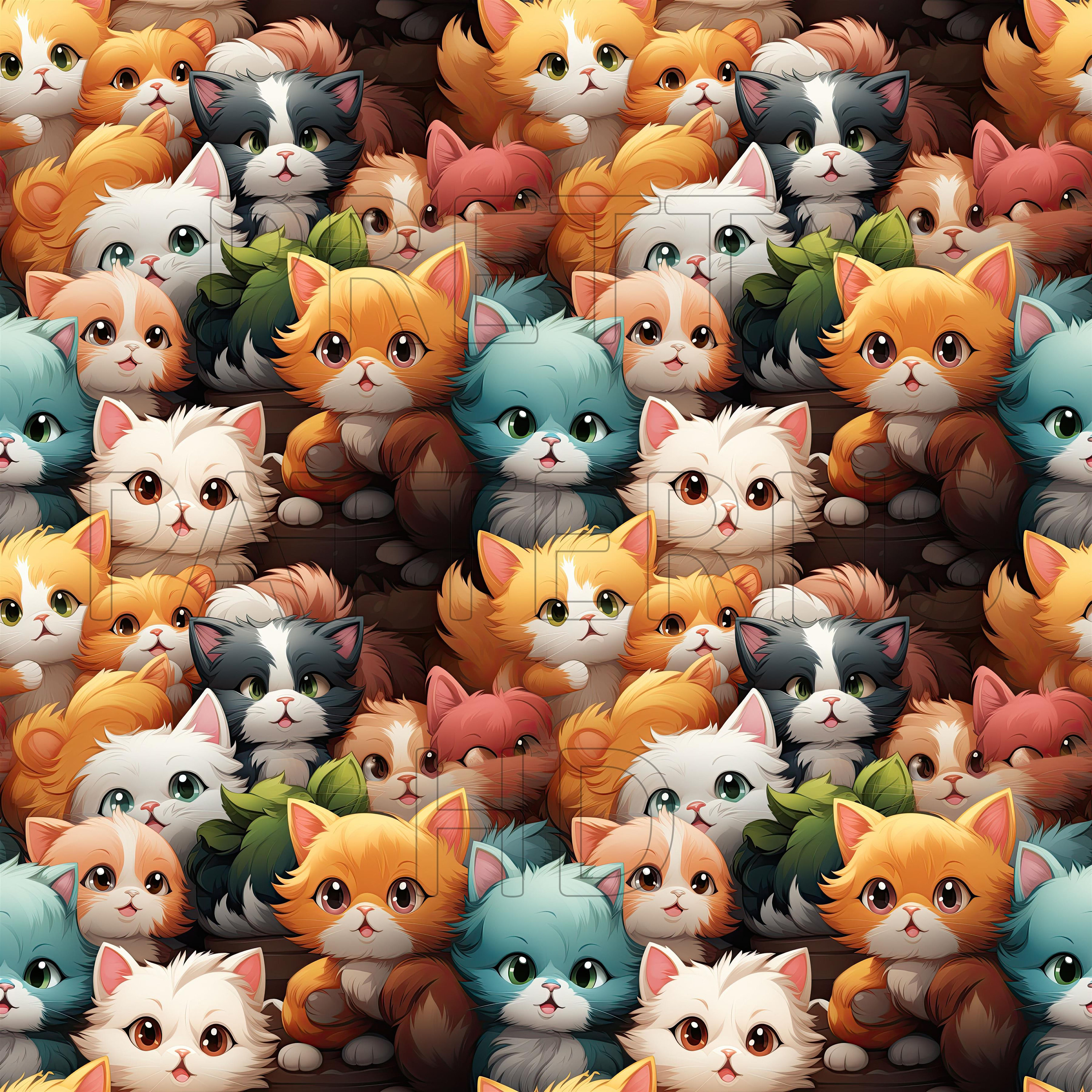 Cats #13 - 8 Printable Scrapbook Sheets - Seamless Tileable - Digital ...