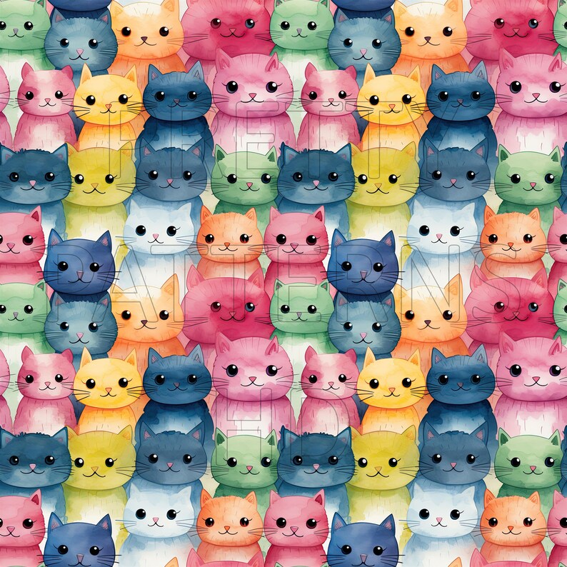 Cats #18 - 8 Printable Scrapbook Sheets - Seamless Tileable - Digital ...