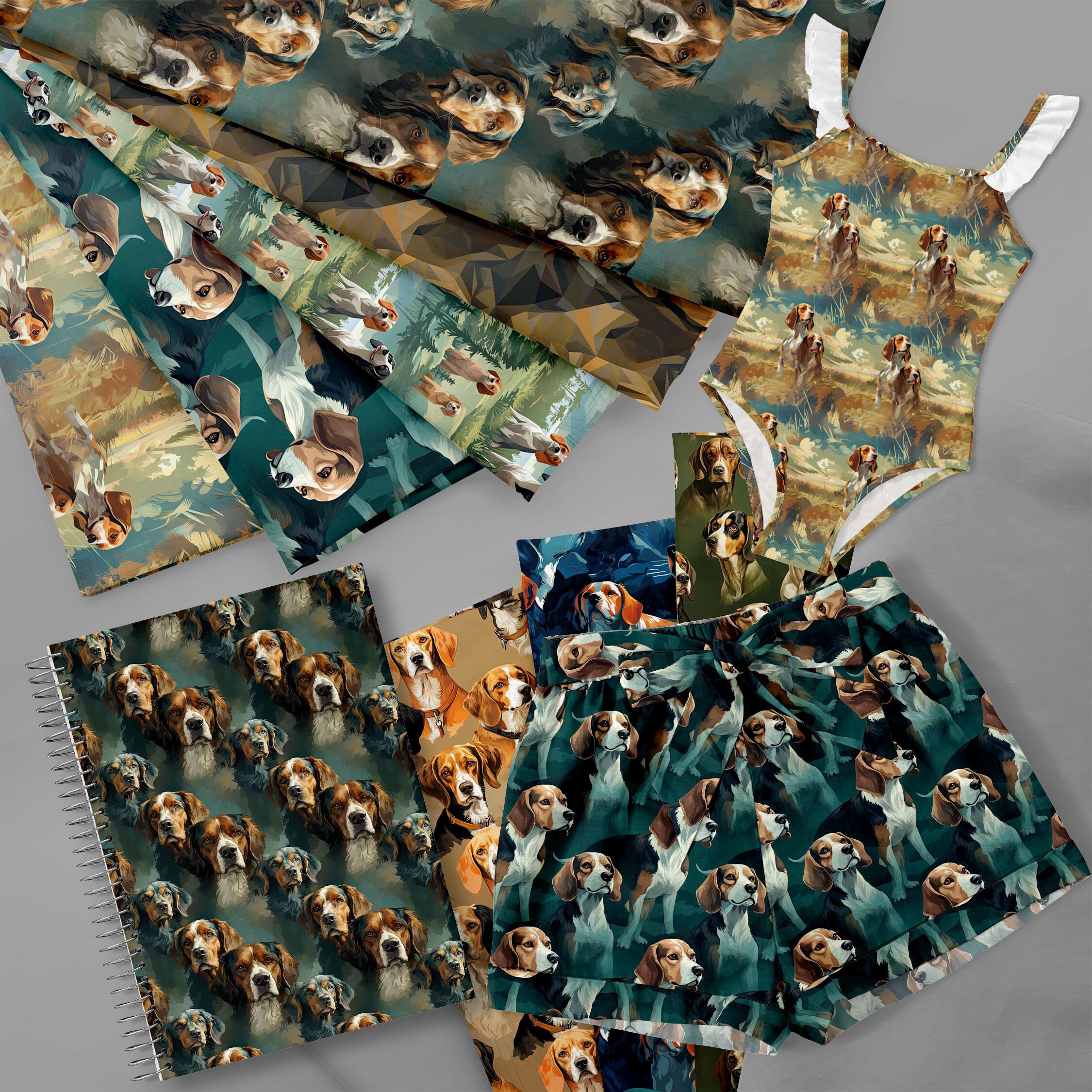 Dog Breeds Beagles #1 - 8 Printable Scrapbook Sheets: Seamless Digital ...