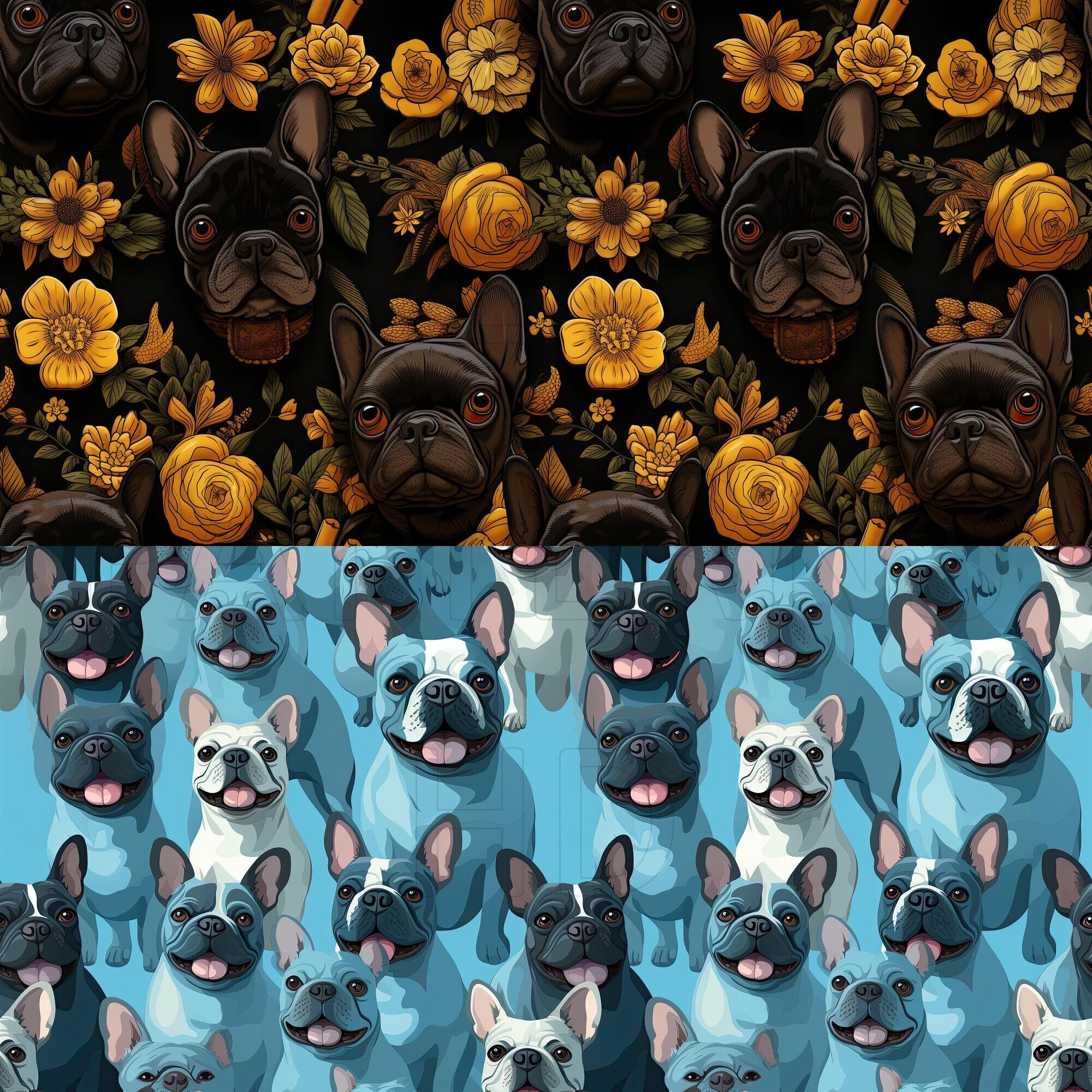 Dog Breeds French-bulldog #1 - 8 Printable Scrapbook Sheets - Seamless ...