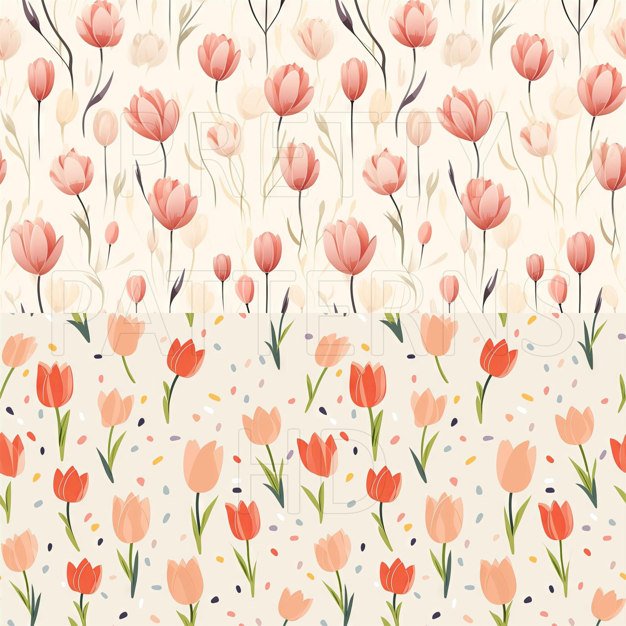 Pastel Flowers Tulips 2 8 Printable Scrapbook Sheets: - Etsy