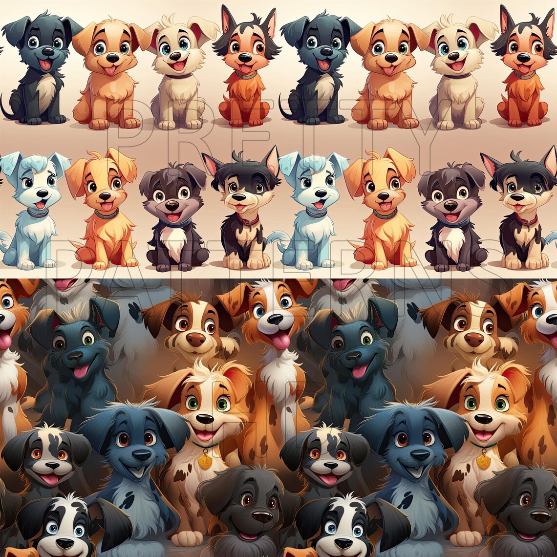 Cute Dogs #17 - 8 Printable Scrapbook Sheets - Seamless Tileable ...