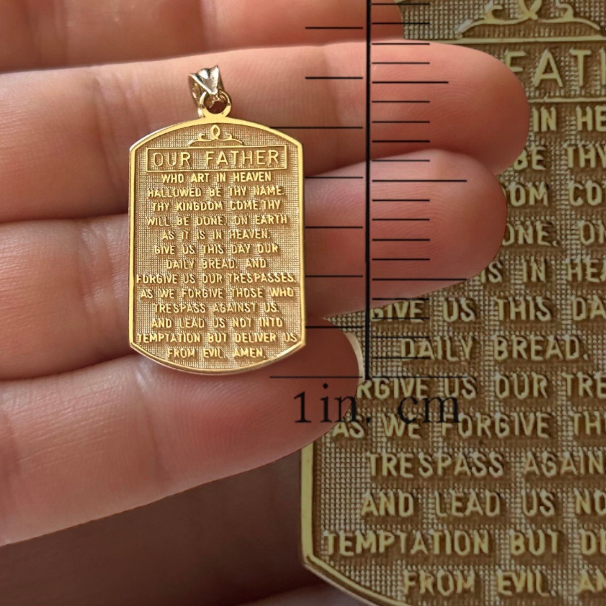 Solid Gold Lord's Prayer Religious Protection Necklace, Birthday Gift ...