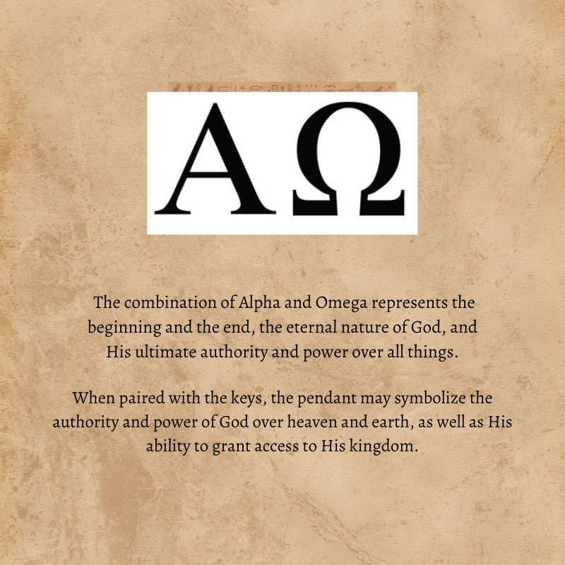 Solid Gold Alpha and Omega Cross With Keys of Heaven Symbol Necklace ...