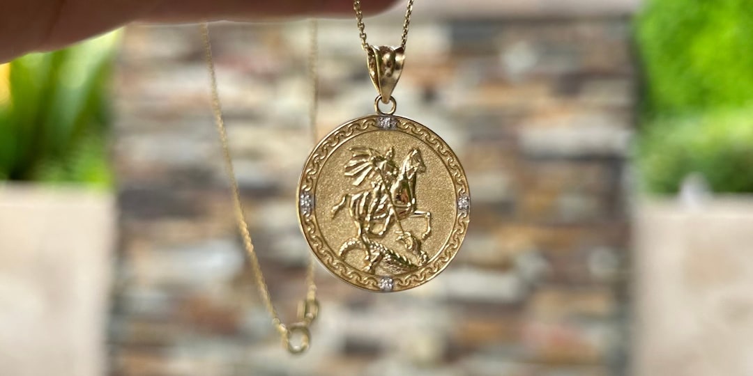 14K Solid Gold Saint George Medal, Christian Saint Necklace ,patron ...