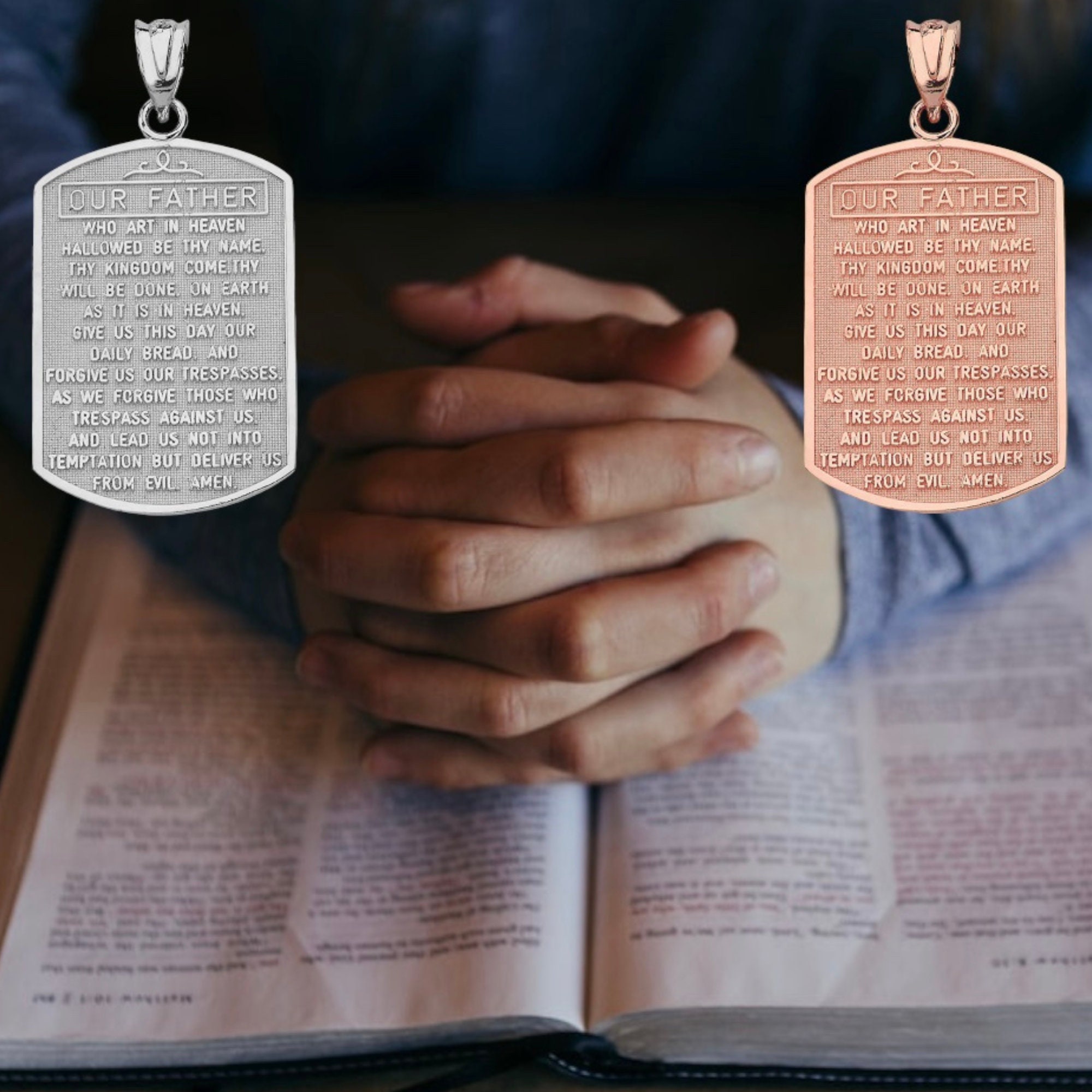 Solid Gold Lord's Prayer Religious Protection Necklace, Father's Day ...