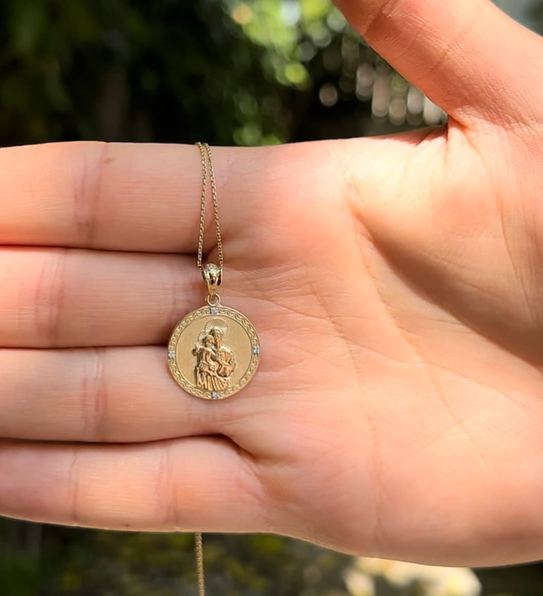 14K Solid Gold Saint Joseph and Child Necklace,10k Patron Saint of ...