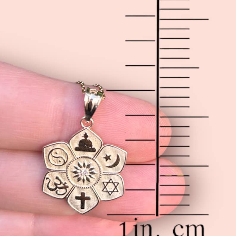 14K Solid Gold Diamond Spiritual Coexist Religious Symbol Necklace ...