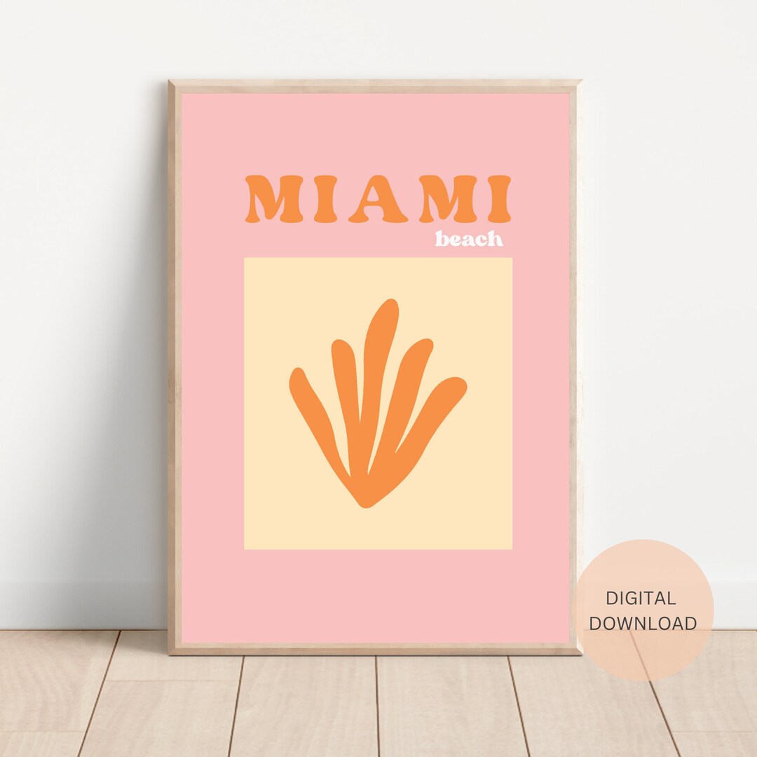 Miami Beach Poster - Miami Print - Miami Wall Art - Aesthetic Wall ...