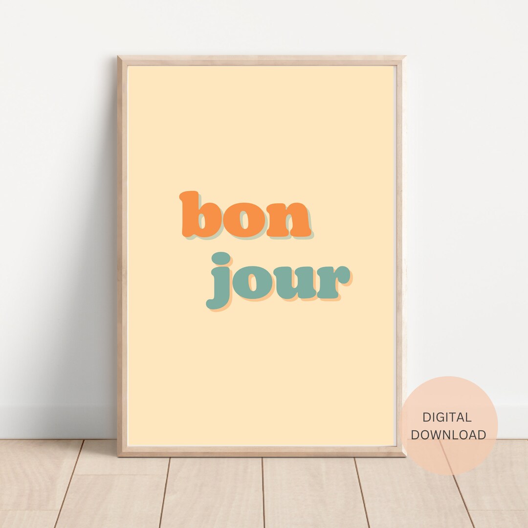 Bonjour Wall Art Bonjour Poster French Wall Art Yellow Poster Aesthetic ...