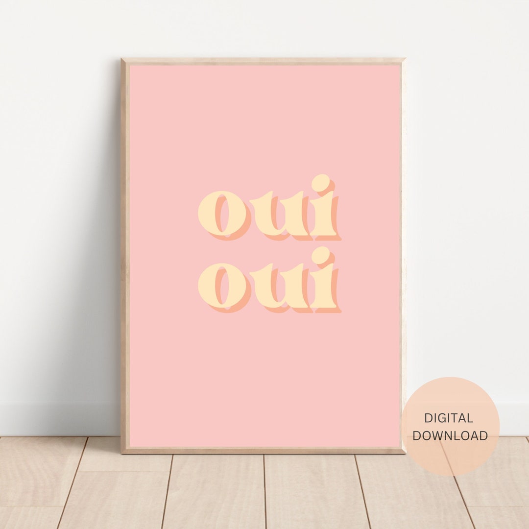 Oui Poster - French Poster - French Print Art - Aesthetic Blush Pink ...