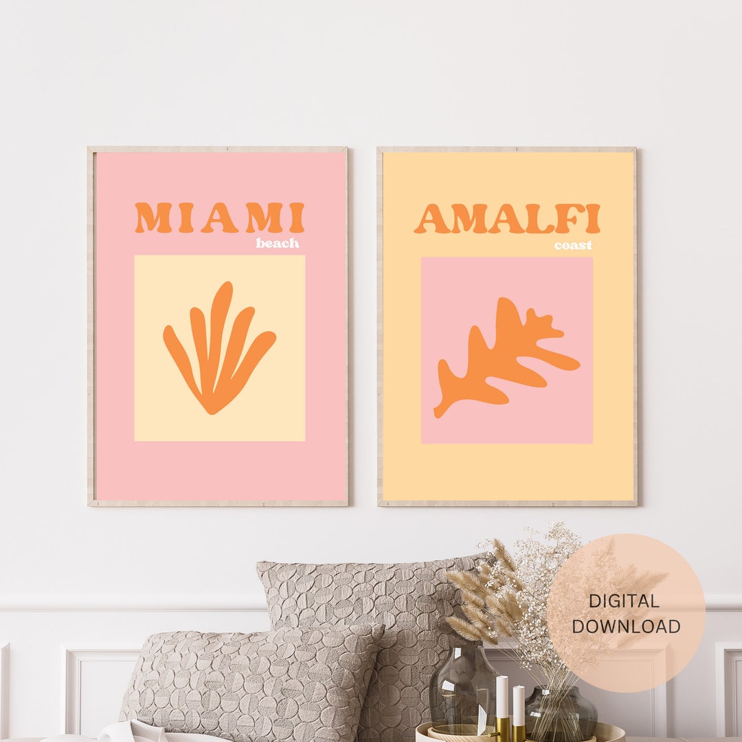 Travel Poster Bundle Miami Poster Amalfi Poster Aesthetic Poster Miami ...