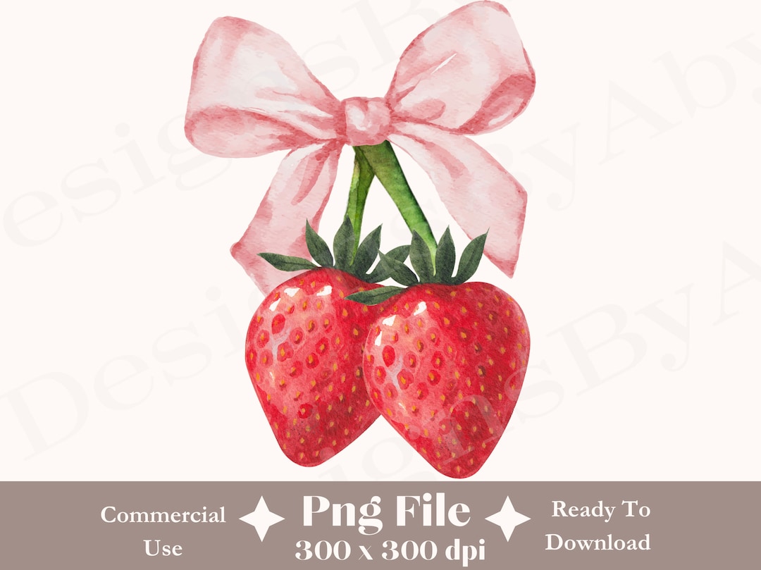Strawberry Bow Png, Cherry Png, Pink Bow, Aesthetic Png, Ribbon, Girlie Png, Coquette Design ...