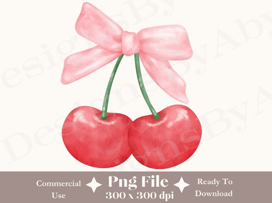 Cherry Bow PNG, Coquette Aesthetic Png, Soft Girl Png, Pink Bow Png ...