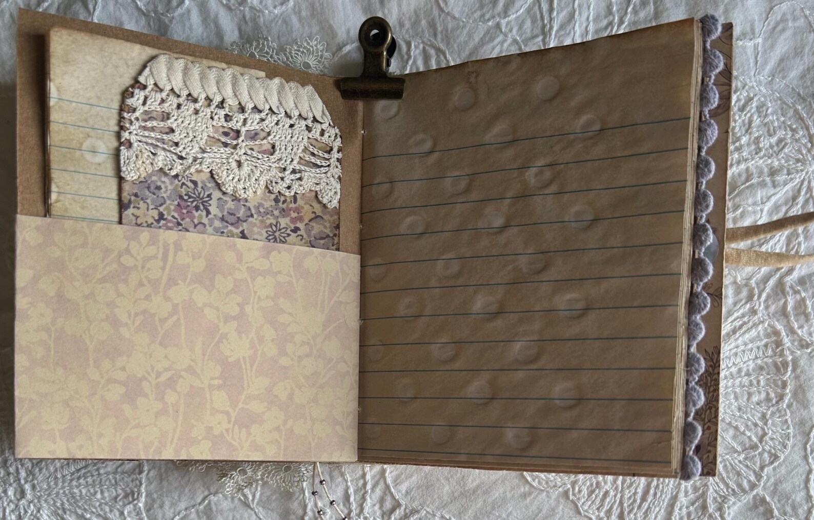 Lavender and Old Lace Paper Journal Slow Stitched - Etsy
