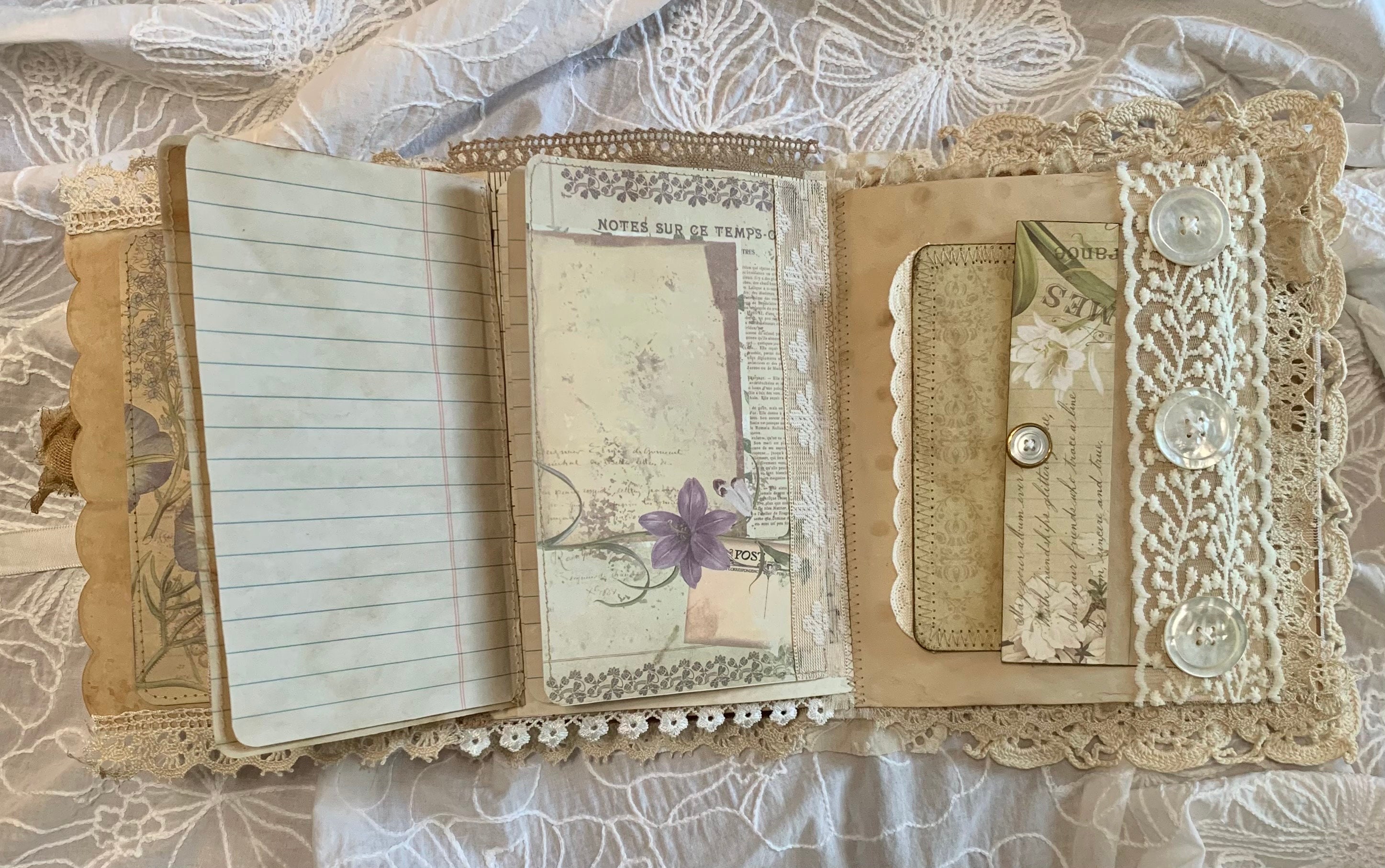 Paper and Lace Unique Vintage Journal With Sewn Pages - Etsy