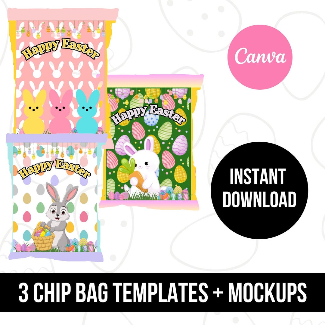 Easter Chip Bag Template: Canva Editable Party Favor (digital Download ...