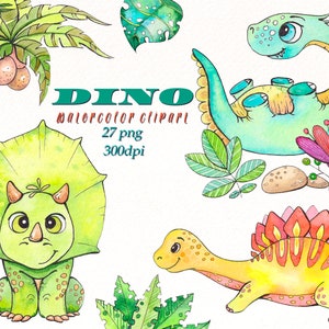 Watercolor Dinosaurs Clipart, Cute Animals PNG (digital Download) - Etsy