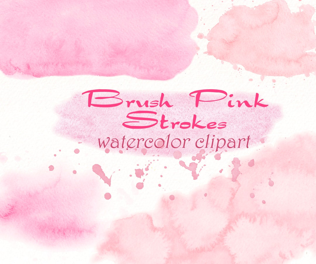 Pink Brush Stroke Clipart, Watercolor Splashes PNG, Logo Elements ...