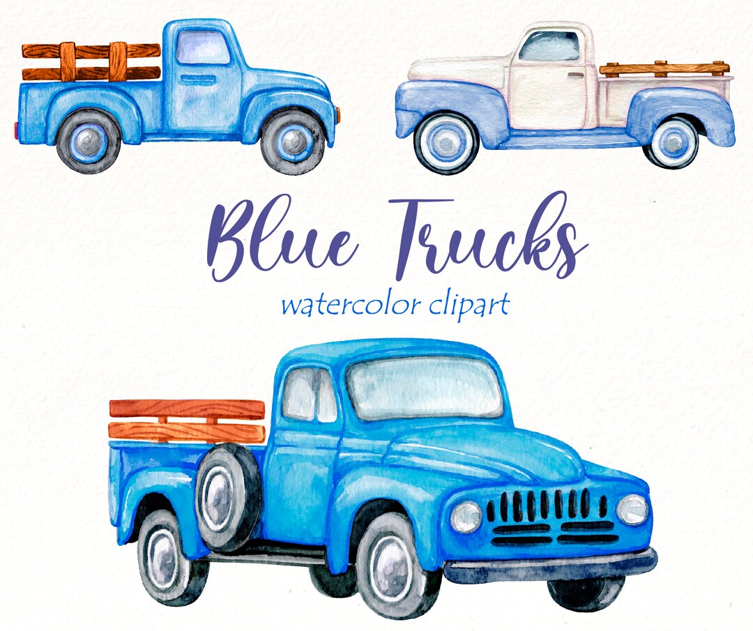Blue Truck PNG Clipart, Watercolor Vintage Pickup Truck Clip Art ...