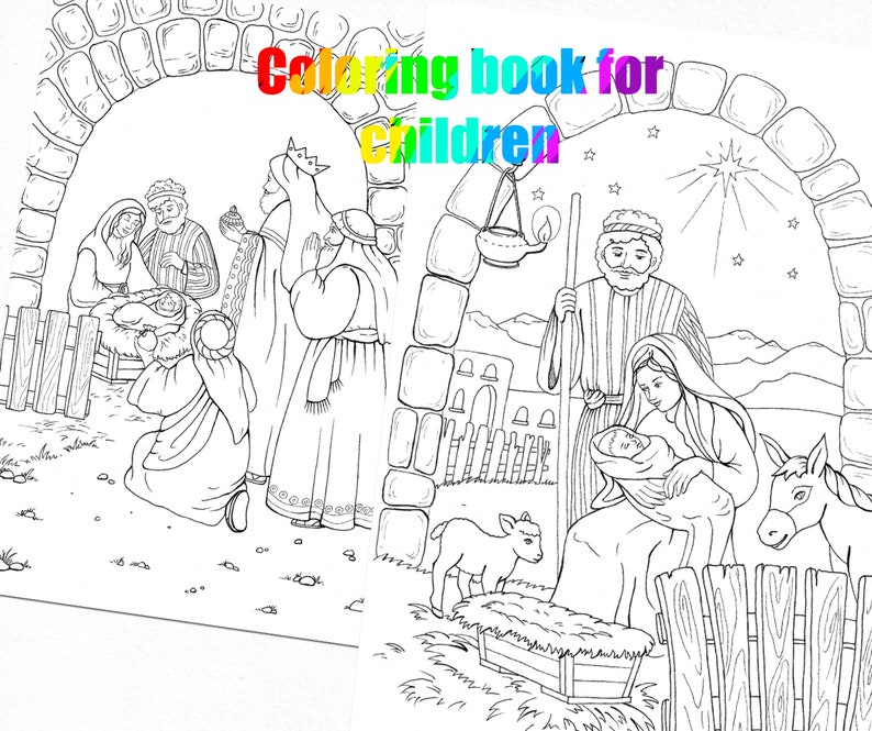 Christmas Coloring Pages Nativity Printable Christmas Coloring Book ...