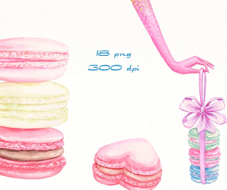 Watercolor Macaroons Clipart, French Patisseries, Macaroon Clip Art ...