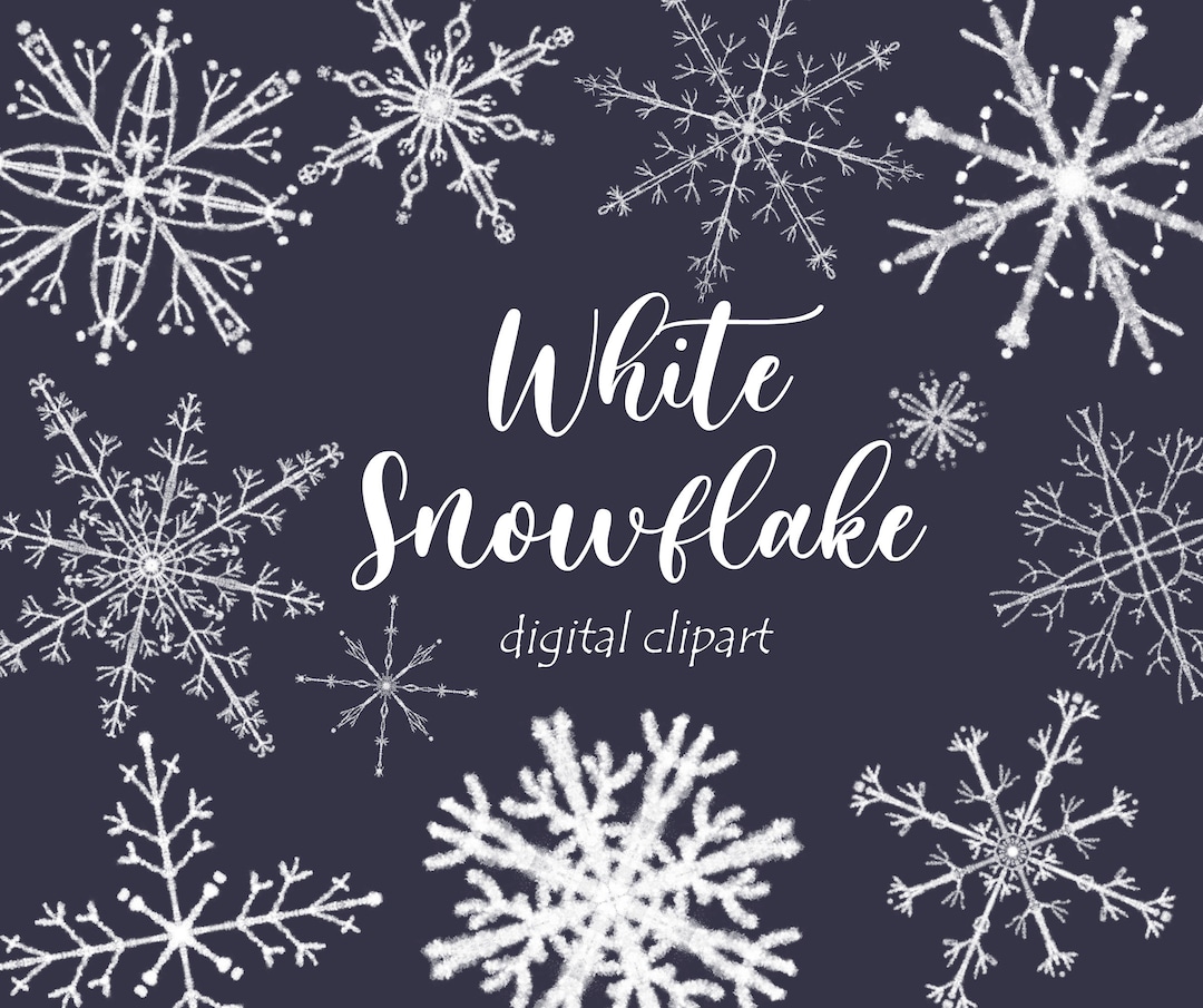 White Snowflakes Christmas Clipart, Winter Snow Clip Art, Holiday PNG ...