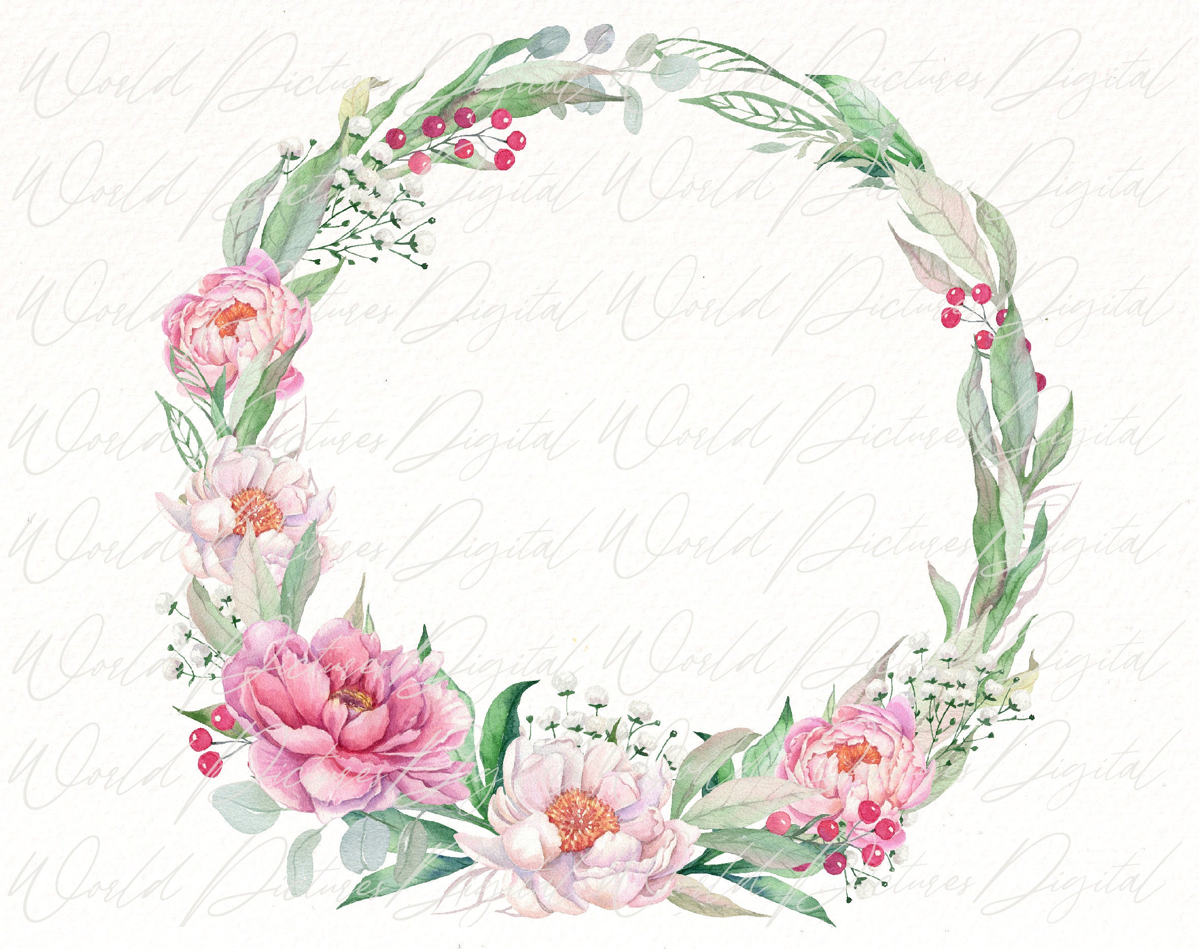 Peonies Watercolor Clipart, Pink Floral Png Clip Art, Boho Flowers ...