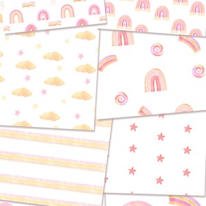 Watercolor Boho Rainbow Digital Paper, Bohemian Backdrop, Baby Pattern ...