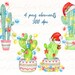Christmas Cactus Clipart, Watercolor Cute Plant Clip Art With Holiday ...