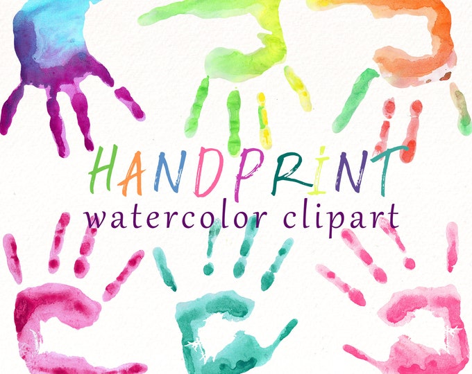 Handprint Clipart - Hand Clipart - Watercolor Clipart - Children ...